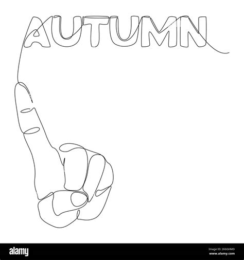 One Continuous Line Of Index Finger Pointng At Autumn Word Thin Line