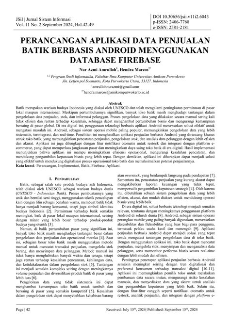 Pdf Perancangan Aplikasi Data Penjualan Batik Berbasis Android Menggunakan Database Firebase