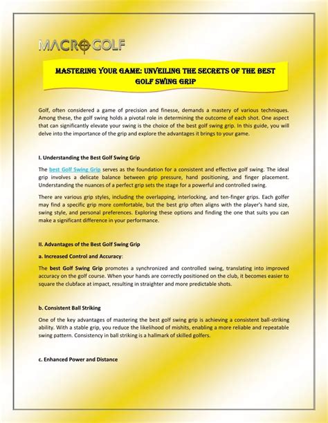 ppt mastering your game unveiling the secrets of the best golf swing