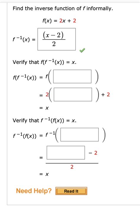 solved find the inverse function of f informally f x 2x