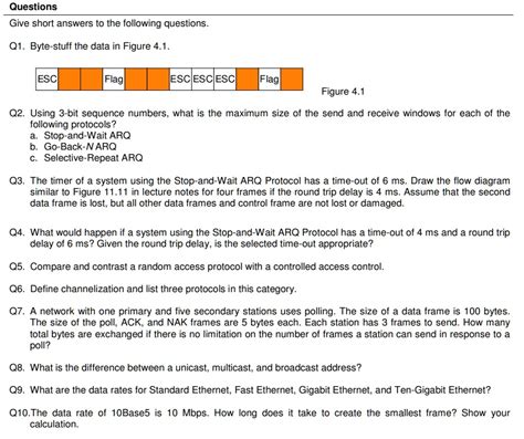 Solved Q1 Byte Stuff The Data In Figure 41 Flag Escies Ceso Flag