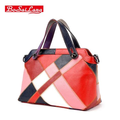 New Fashion Multicolour Genuine Leather Bags Weave Handbags Women S Shoulder Bag Messenger