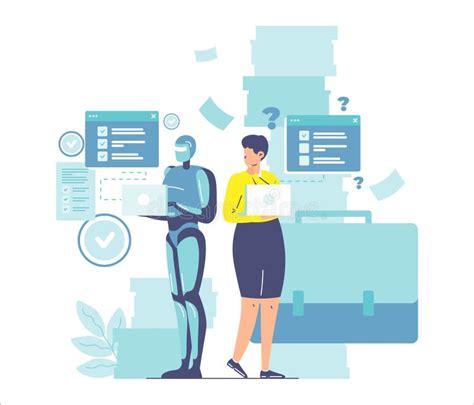 Ai Working Better Than Human Vector Illustration Artificial