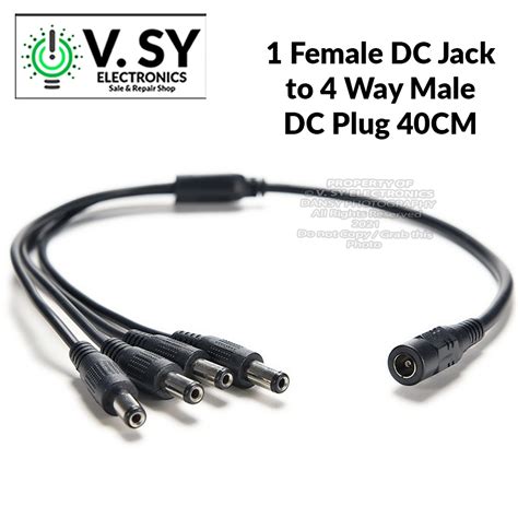 1 Female Dc Jack To 4 Way Male Dc Plug Power Supply Splitter Connector Wire Cord Cctv Camera 12v
