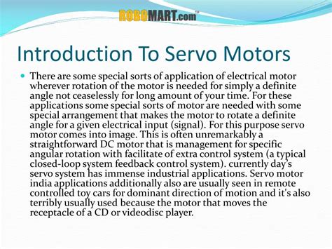 Ppt Servo Motor For Arduino Robomart Powerpoint Presentation Free