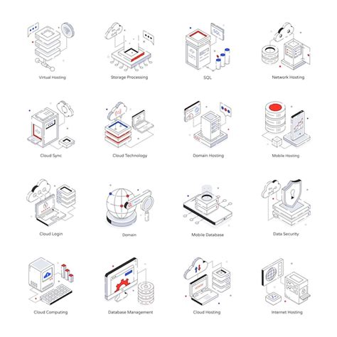 premium vector pack of database isometric icons