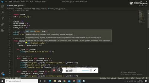 Exercise 1 Snake Water Gun Game In Python With Source Code Youtube