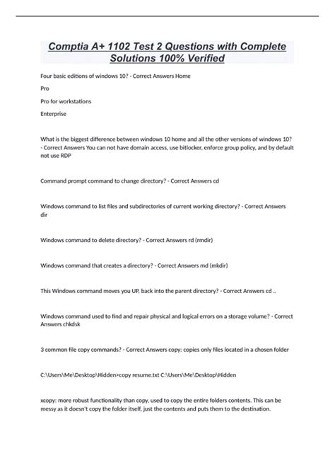 Comptia A 1102 Test 2 Questions With Complete Solutions 100 Verified