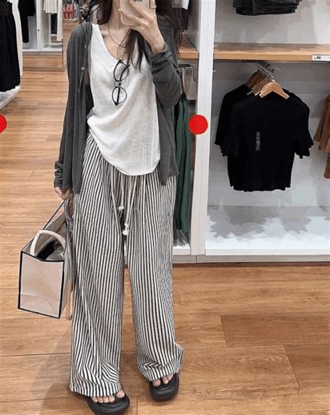 줄무늬 캐주얼 바지 데일리 와이드 팬츠 스트라이프 편한 파자마 롱팬츠 봄 여름 시원한 바지 에이블리