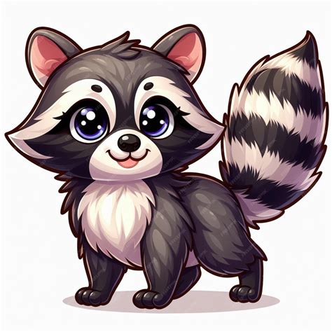 Premium Vector Cute Raccoon Cartoon Vector Style White Background