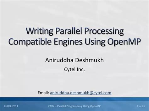 Ppt Writing Parallel Processing Compatible Engines Using Openmp Powerpoint Presentation Id
