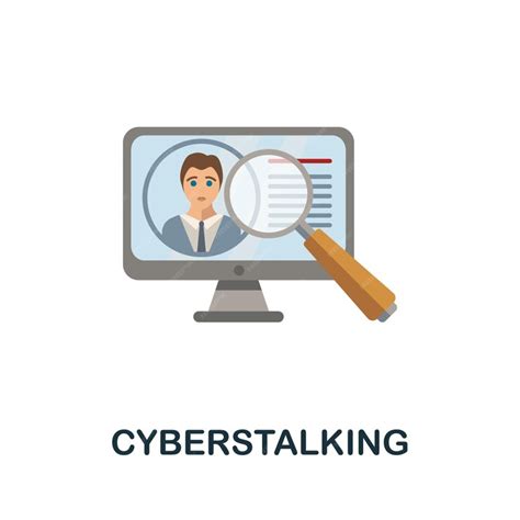 사이버 스토킹 평면 아이콘 사이버 괴롭힘 컬렉션에서 컬러 기호 웹 디자인 인포 그래픽 등을 위한 크리에이 티브 사이버 스토킹 아이콘 그림 프리미엄 벡터