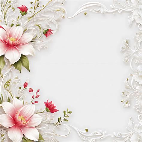 Elegant Floral Border Frame Design In White Background Premium Ai Generated Image