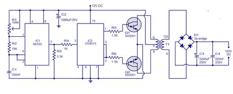 schematic and wiring diagram simple circuit 12v to 120v dc dc converter