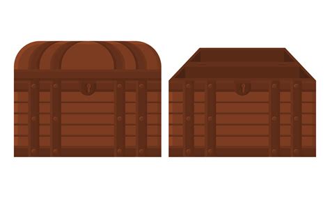 Wooden Treasure Box Empty Open Brown Cartoon Treasure Box Illustration 46619865 Vector Art At