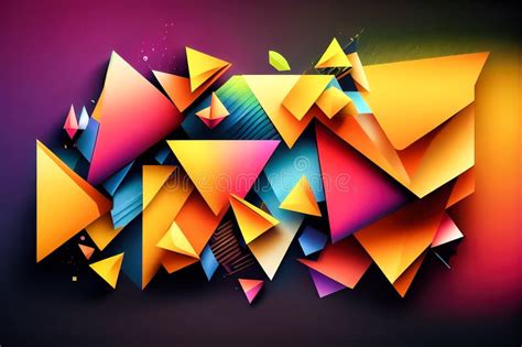 Abstract Colorful Background With Geometric Shapes Generative Ai Stock Illustration