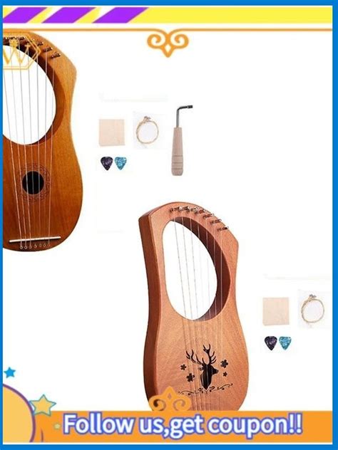 【w】7 String Lyre Harp Wood String Instrument With Carry Bag Extra String Set And Accessaries