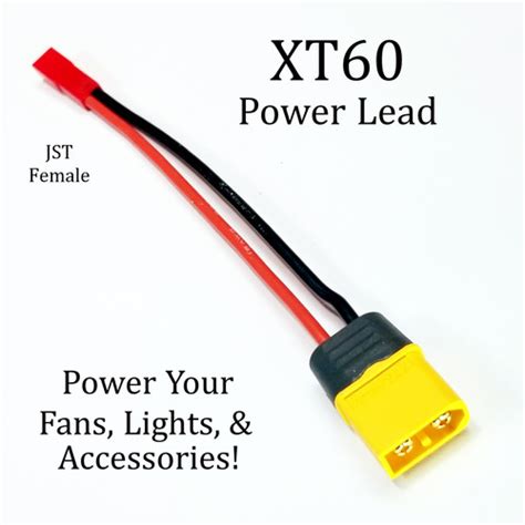 XT60 Male To JST Female Power Lead 20 Awg Radio Control Power