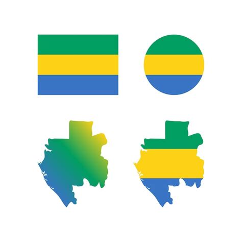 가봉 국가 지도 및 플래그 벡터 세트 프리미엄 벡터