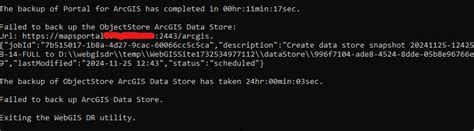 solved can t backup arcgis enterprise 11 4 webgisdr since esri