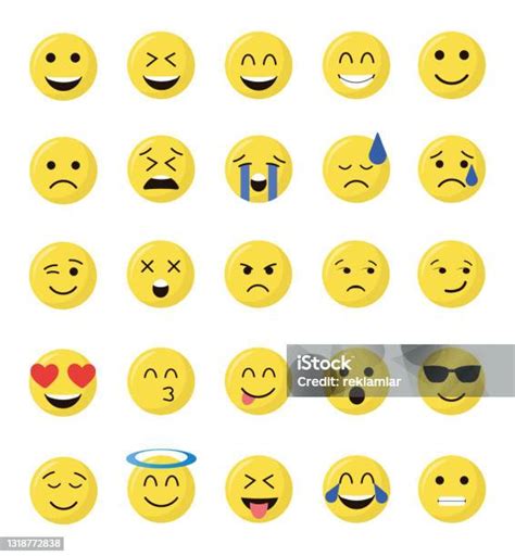 가장 인기있는 이모티콘 세트 플랫 디자인 옐로우 만화 이모티콘 컬렉션 디자인 울고 미소 웃고 즐겁고 슬프고 화가 나고 행복한