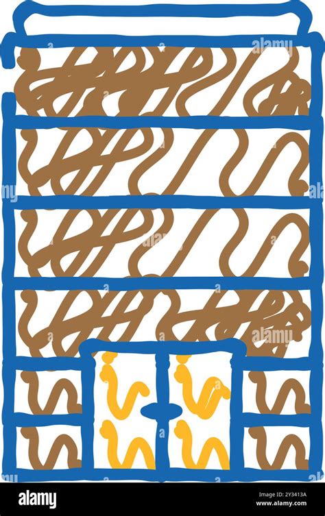 Without Windows Modern House Icon Doodle Illustration Stock Vector