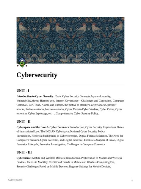 Cybersecurity Complete Notes Pdf Security Computer Security