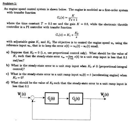 solved an engine speed control system is shown below the