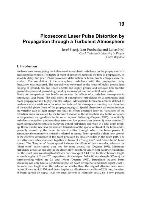 Pdf Picosecond Laser Pulse Distortion By Propagation Through A