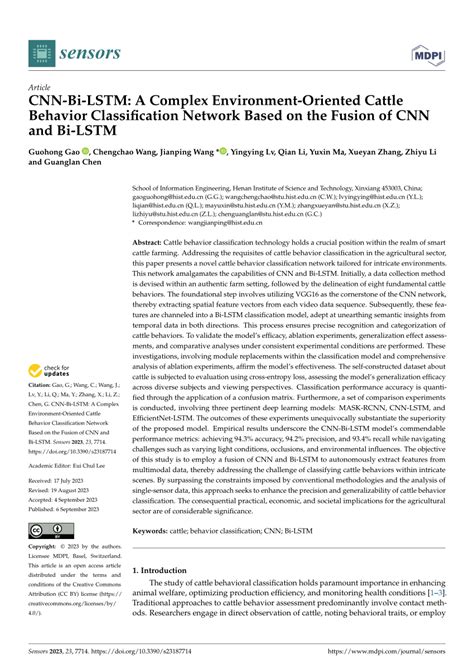 Pdf Cnn Bi Lstm A Complex Environment Oriented Cattle Behavior