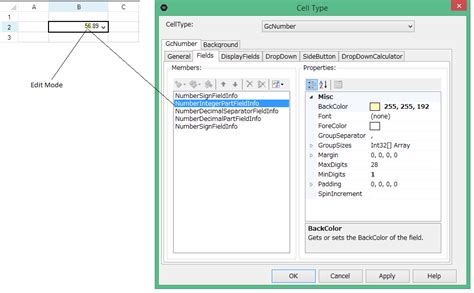 spread windows forms designer and the gcnumber cell