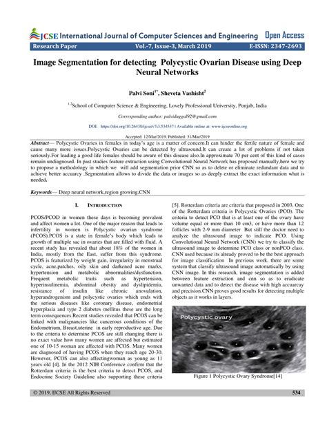 Pdf Image Segmentation For Detecting Polycystic Ovarian Disease Using