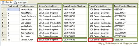 Working With Checksum Function In Sql Server Dattas Ramblings
