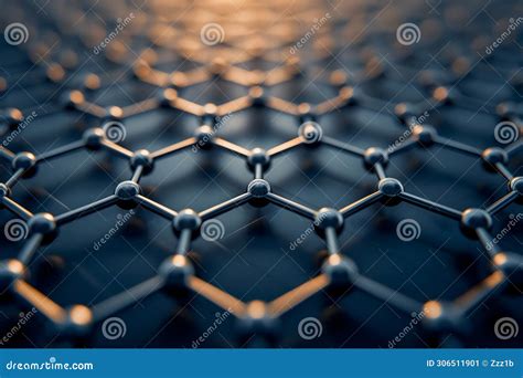 Hexagonal Grid Pattern Of Molecular Structure Of Graphene Stock Image