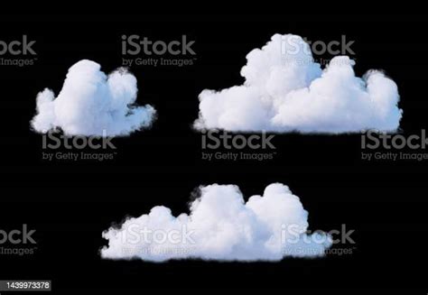3d 렌더링 검은 배경에 격리된 추상적인 현실적인 구름 컬렉션 날씨 클립 아트 하늘 디자인 요소 세트 적운에 대한 스톡 사진 및 기타 이미지 Istock