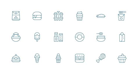 18 Minimal Line Designs For Snack Icons Balanced Icon Set For