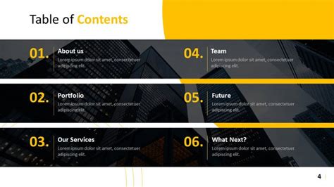 Creative Table Of Contents Template Free Powerpoint Template