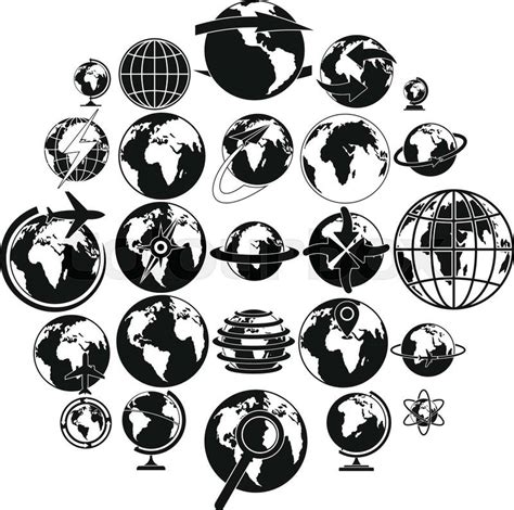 Globe Earth icons set. Simple illustration of 25 Globe Earth | Colourbox