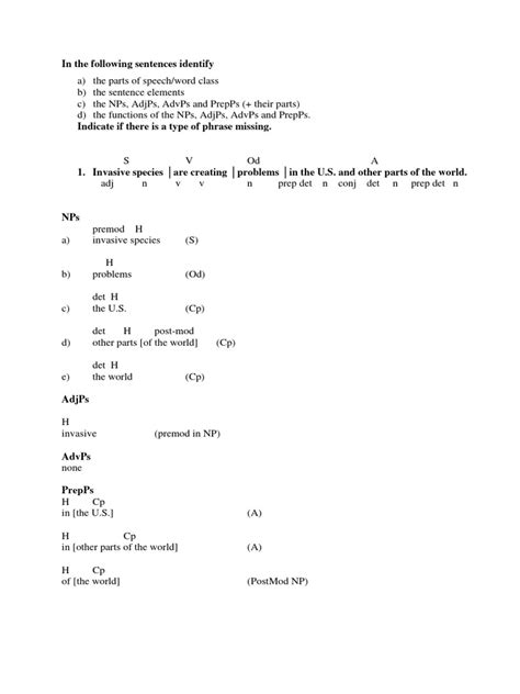 Sentence Elements And Phrases Key Pdf Semantics Linguistic Morphology