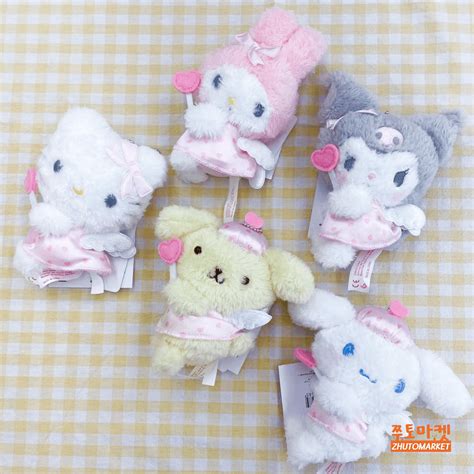 쭈토마켓 [정품] 산리오 캐릭터즈 꿈꾸는 천사 키링 인형 키티 마이멜로디 폼폼푸린 시나모롤 쿠로미 엔젤시리즈 산리오천사인형 위시버킷