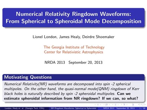 [ppt] numerical relativity ringdown waveforms from spherical to