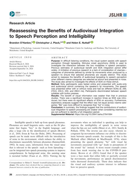 Reassessing the Benefits of Audiovisual Integration to Speech ...