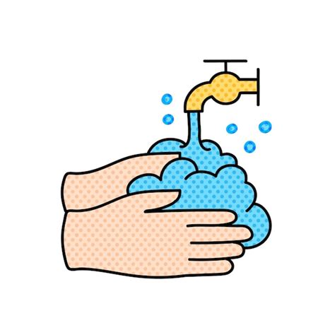 Premium Vector Hand Washing Halftone Hand Drawn Color Vector Illustration