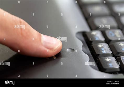 Man Using A Fingerprint Scanner Module Built Into A Laptop Finger
