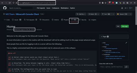 Idea Update Wiki Page On The Github Repo · Issue 2377 · Mccteam