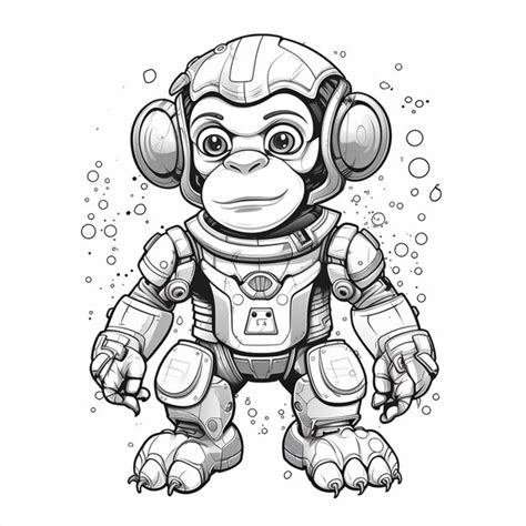 Un Robot Mono Con Un Casco Que Dice Mono Foto Premium