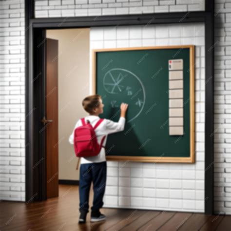 Premium Ai Image Rear View Of High School Student At Backboard In Class