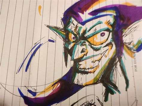 I Drew The Green Goblin During Class And I Thought It Came Out Kinda Cool R Marvel