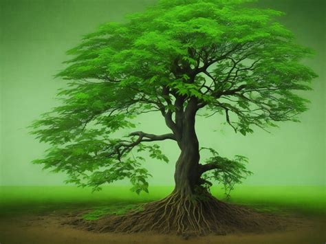 Premium AI Image A Green Tree Grows From The Ground Ai Generated