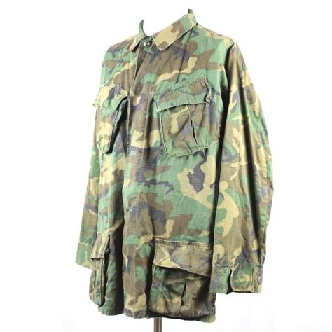 Original Vietnam War Erdl Tropical Leaf Pattern Camouflage Combat Coat Med Long 1799579672